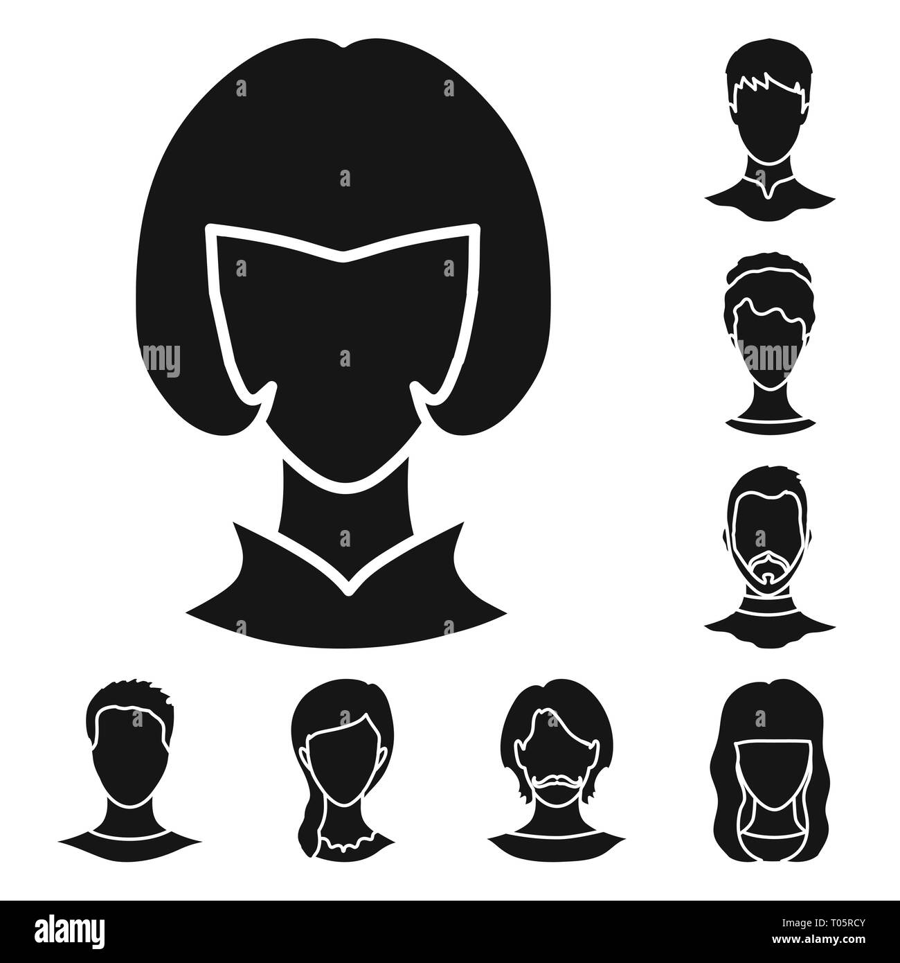 Isolated object of character and profile icon. Set of character and ...