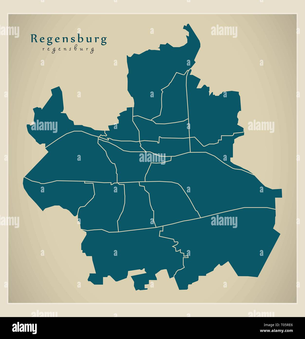 Modern City Map - Regensburg city of Germany with boroughs DE Stock ...