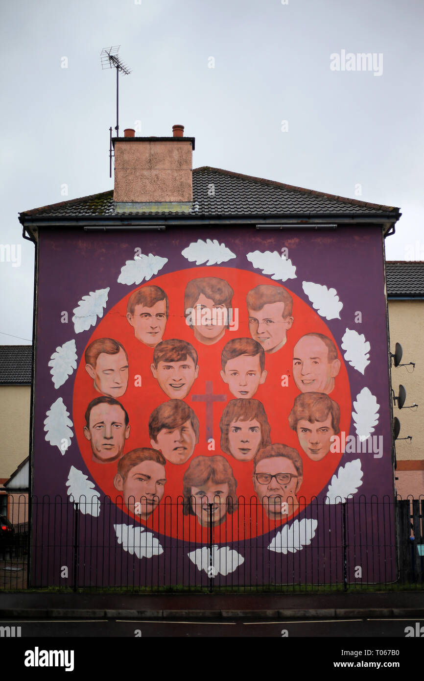 Londonderry, Northern Ireland. 16th Mar 2019. The above mural contains ...