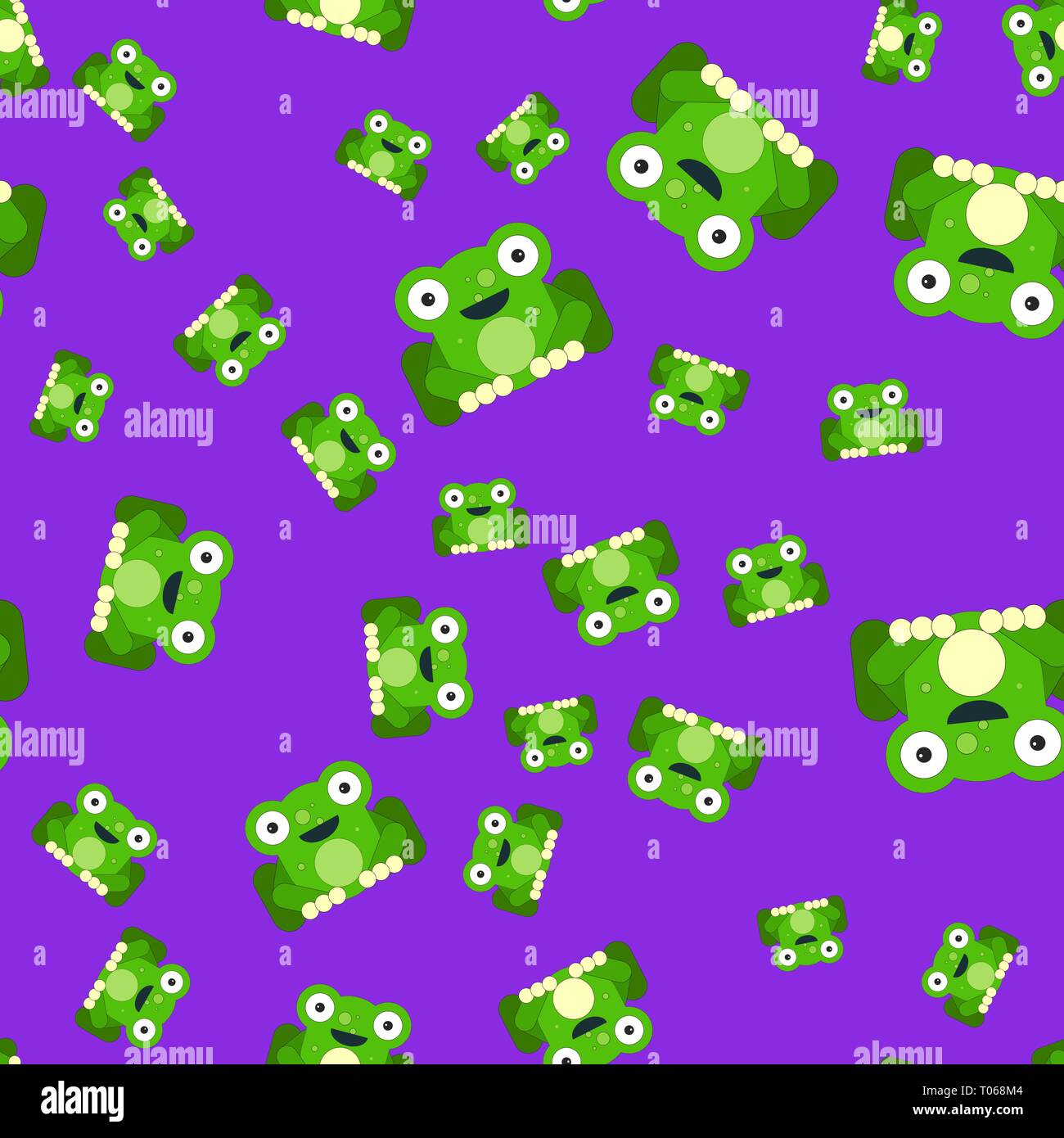 Seamless pattern of frogs. Vector illustration in cartoon style on a ...