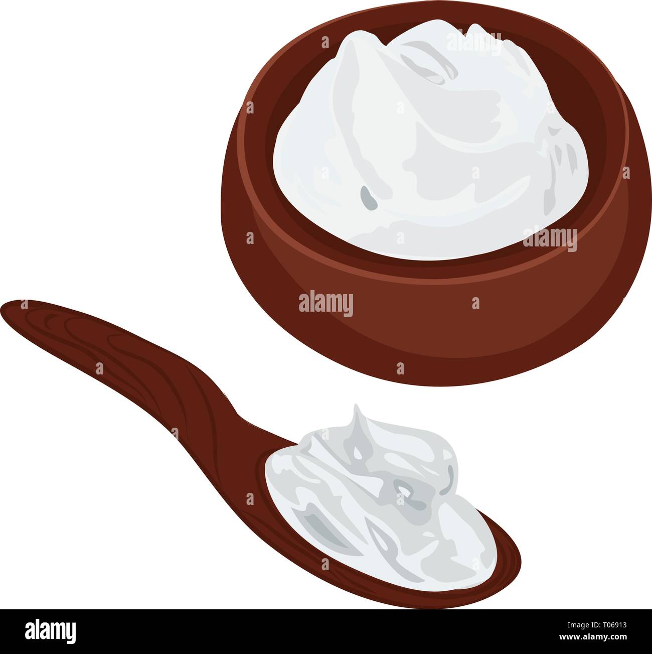 Wooden bowl spoon brown Stock Vector Images - Alamy