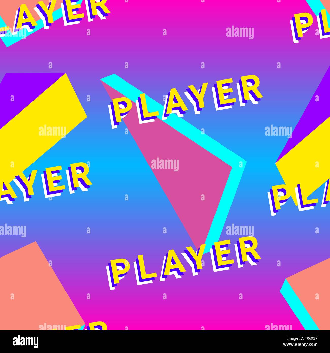 Vaporwave seamless 80's style pattern with geometric shapes. Colorful ...