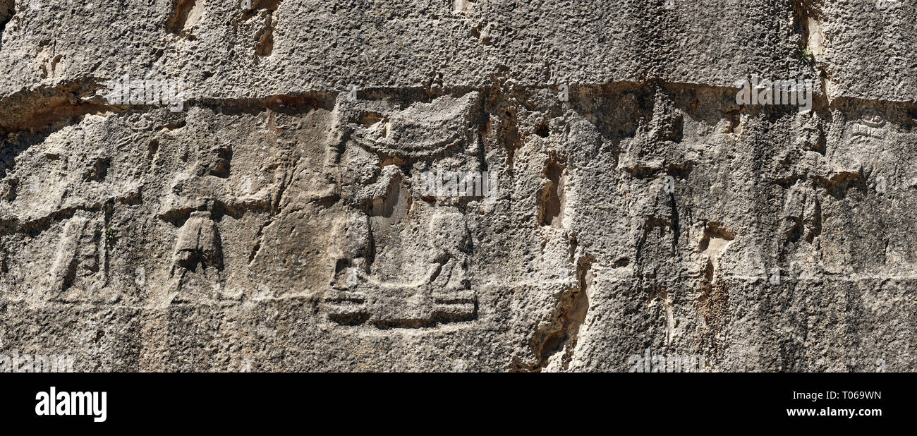 Procession of male gods in the 13th century BC Hittite religious rock ...