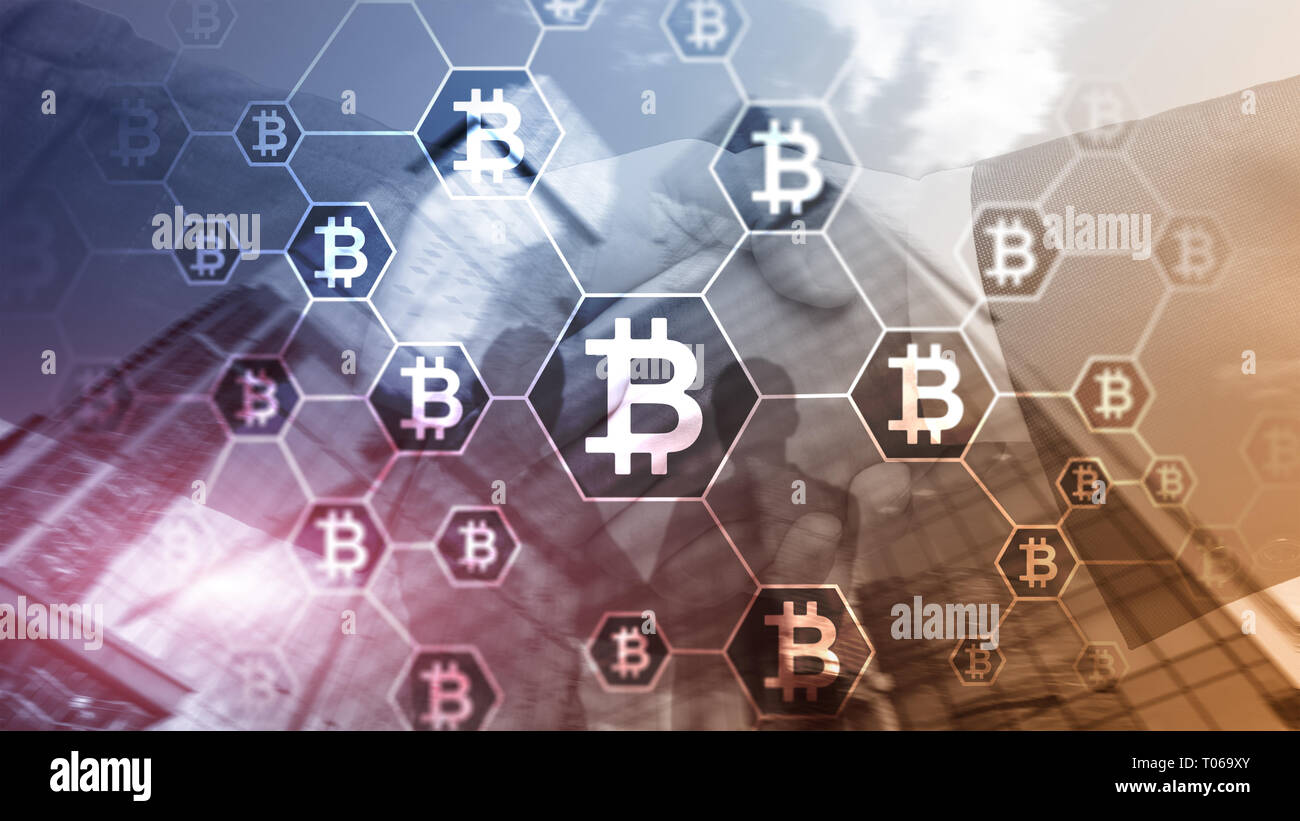 Bitcoin, Blockchain concept on server room background Stock Photo - Alamy
