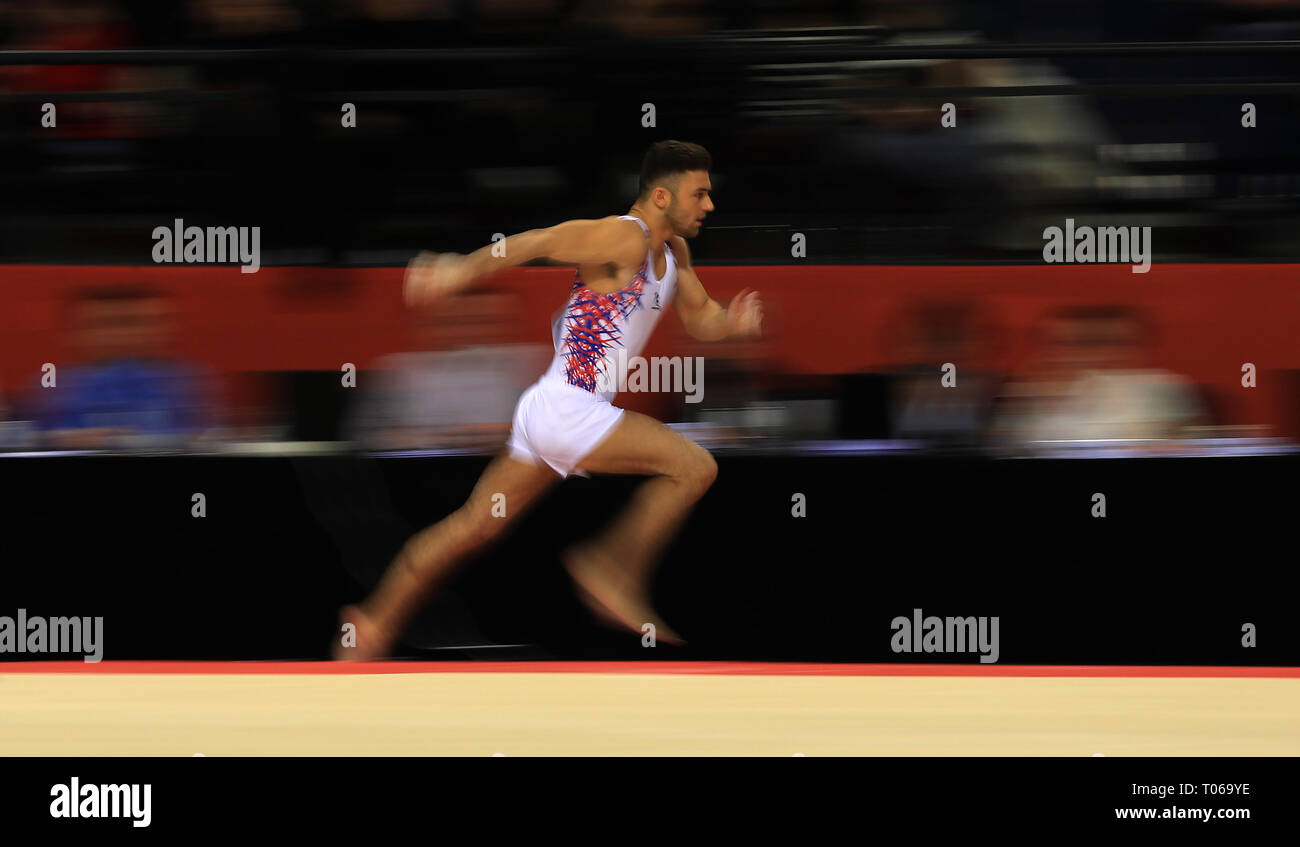 Giarnni Regini-Moran on Vault during day four of the Gymnastics British ...