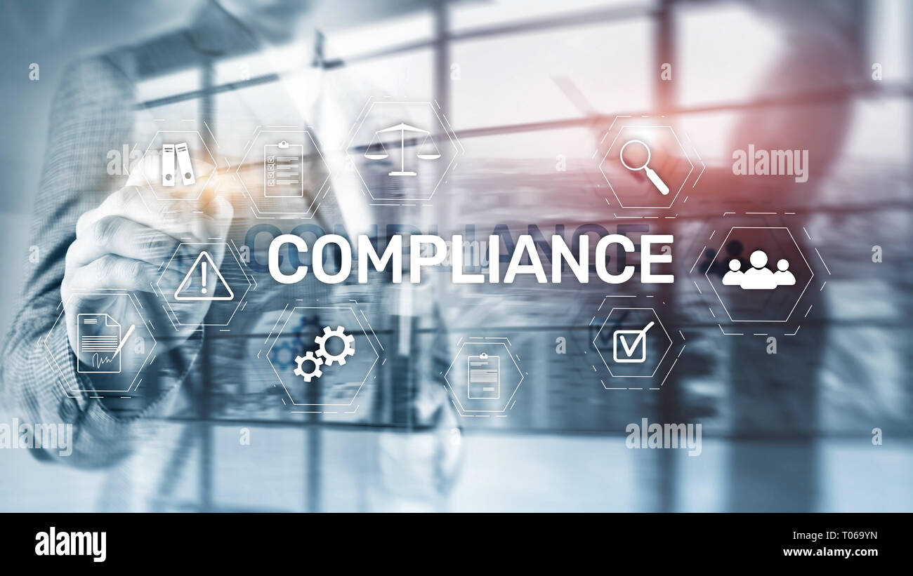 Compliance diagram with icons. Business concept on abstract background ...