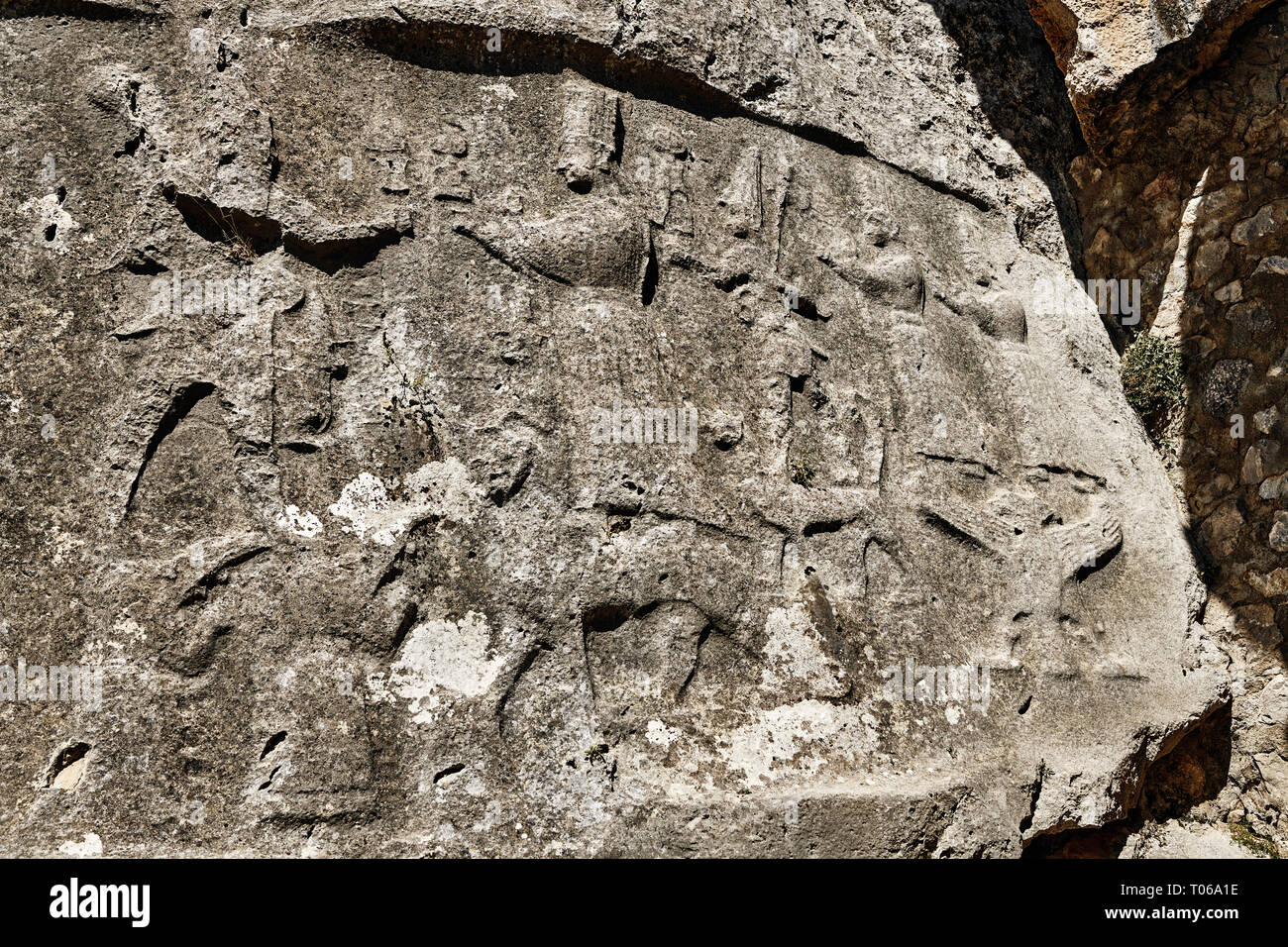 End relief panel of the 13th century BC Hittite religious rock carvings ...