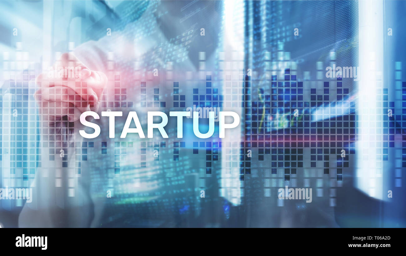 Startup concept with double exposure diagrams blurred background Stock ...