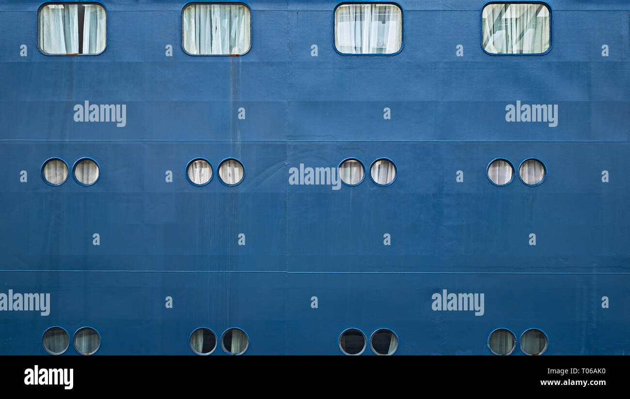 Ship porthole, small windows on ship side Stock Photo - Alamy