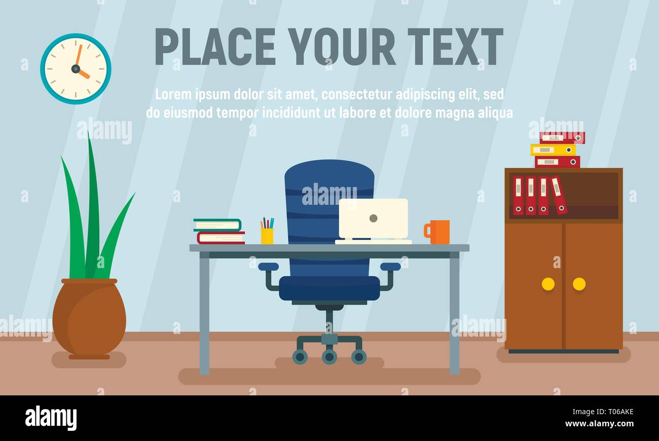 Desk chair concept banner. Flat illustration of desk chair vector ...
