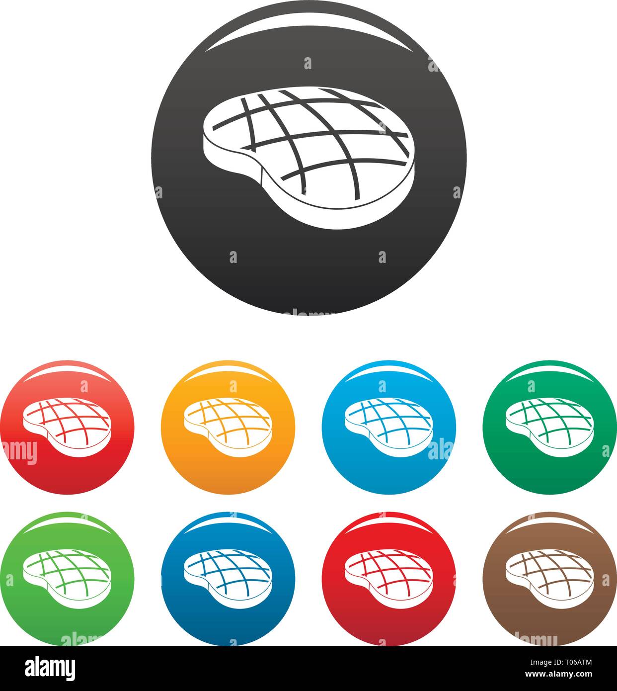 Cook steak icons set 9 color vector isolated on white for any design ...