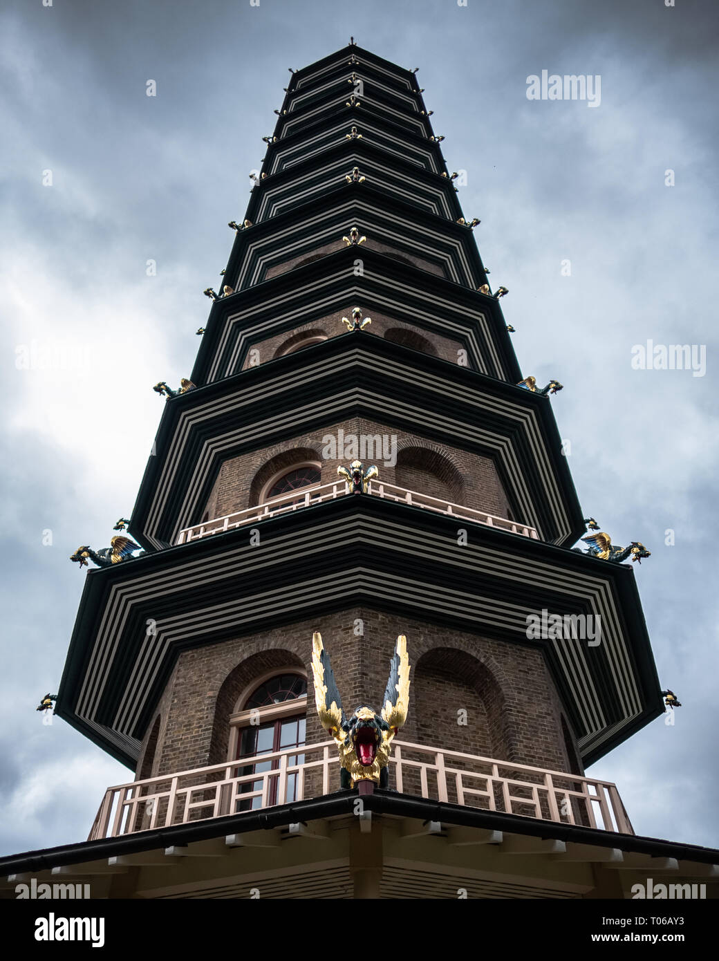 Kew Gardens, London, United Kingdom: the Great Pagoda up-close during ...