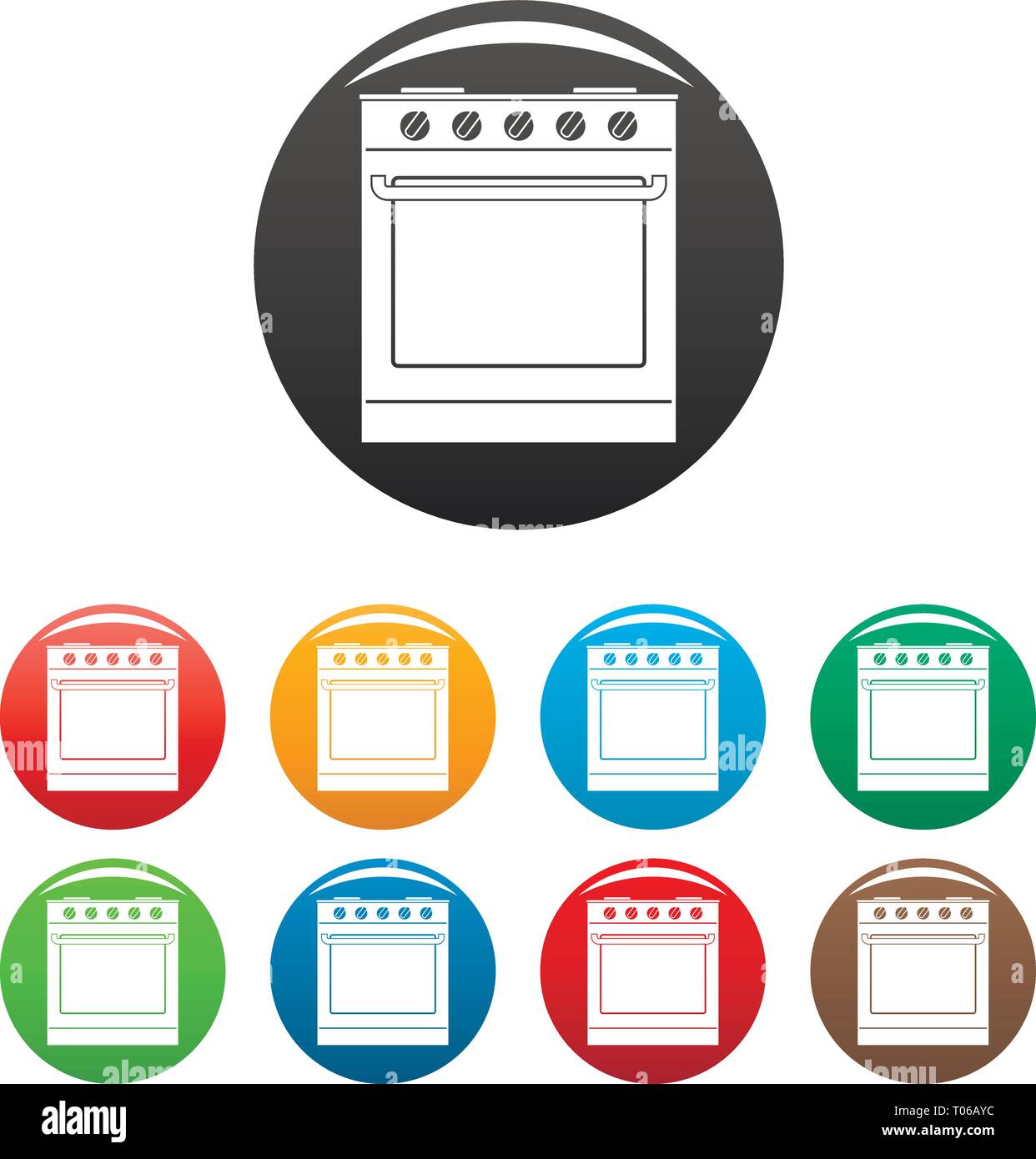 New oven icons set 9 color vector isolated on white for any design ...