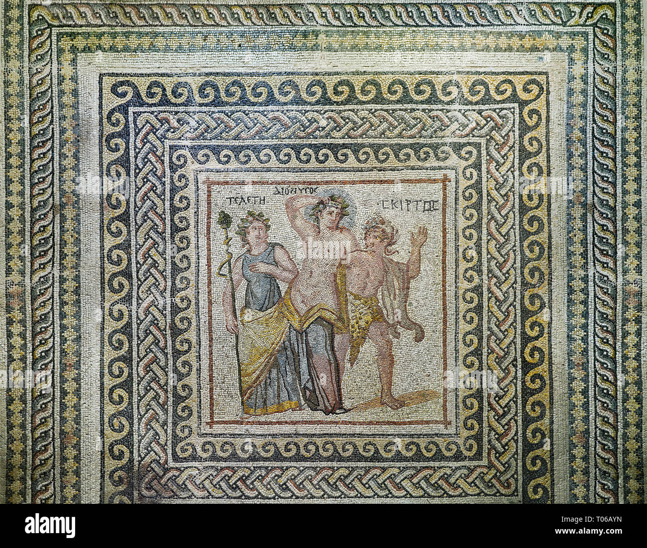 Roman mosaics - Close up of the Dionysus Mosaic. Poseidon Villa Ancient ...