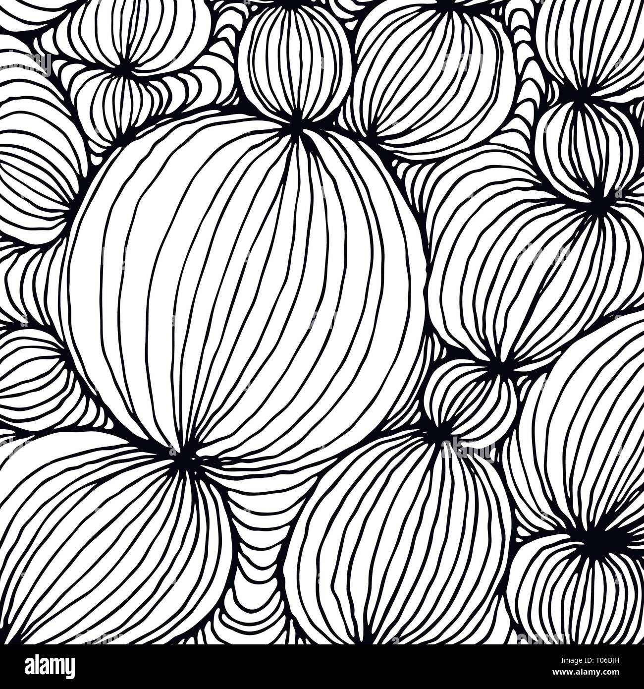 Vector doodle outline abstract ornamental ball stripe background. Funky ...