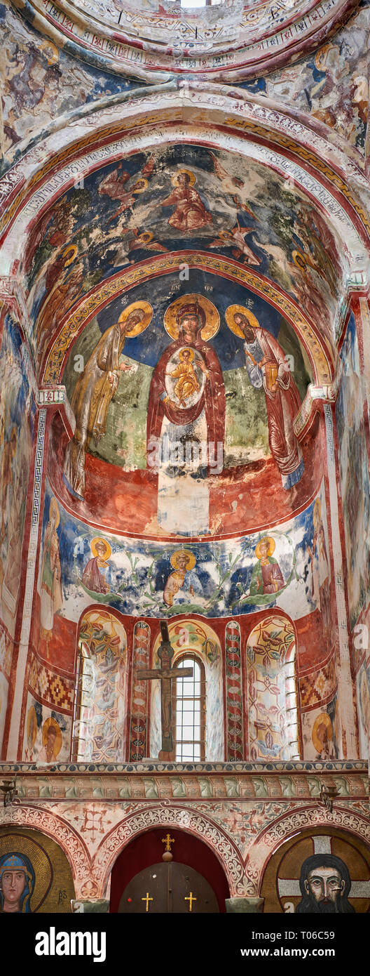 Pictures & images of the Byzantine apse fresco of Theotokos, depicting ...