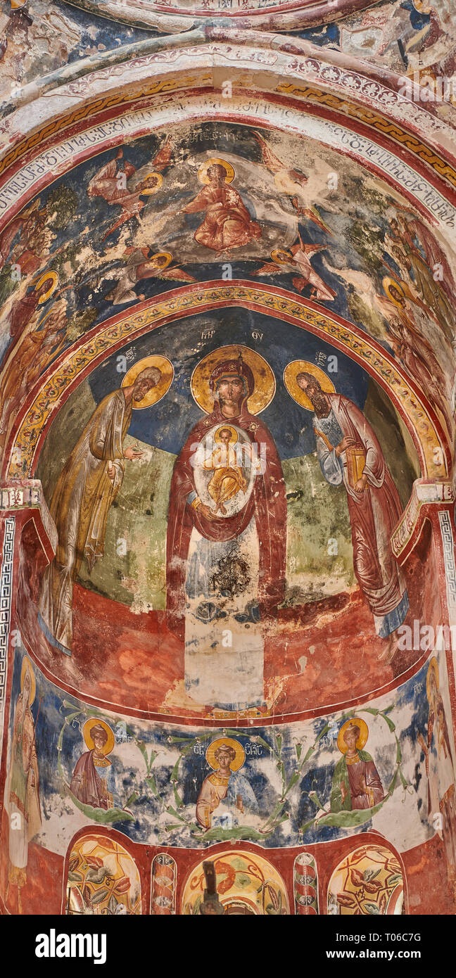 Pictures & images of the Byzantine apse fresco of Theotokos, depicting ...