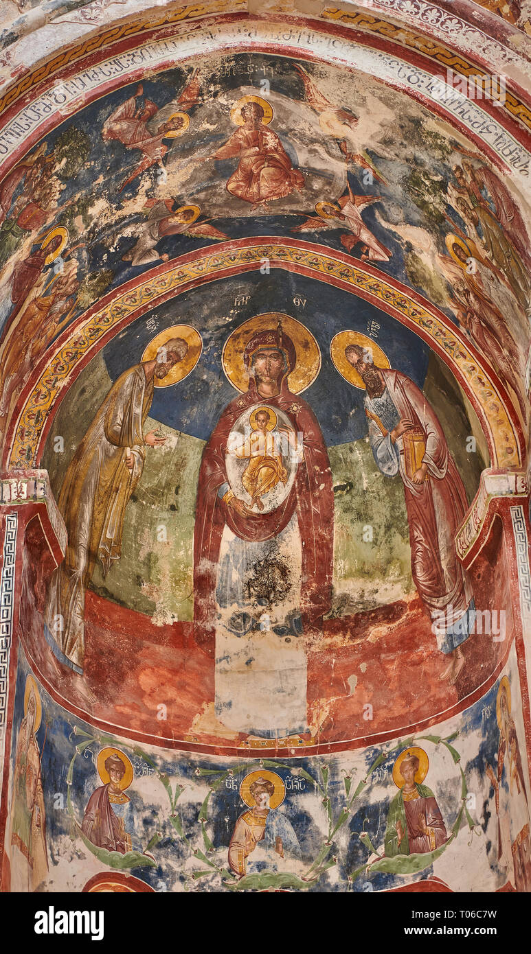 Pictures & images of the Byzantine apse fresco of Theotokos, depicting ...