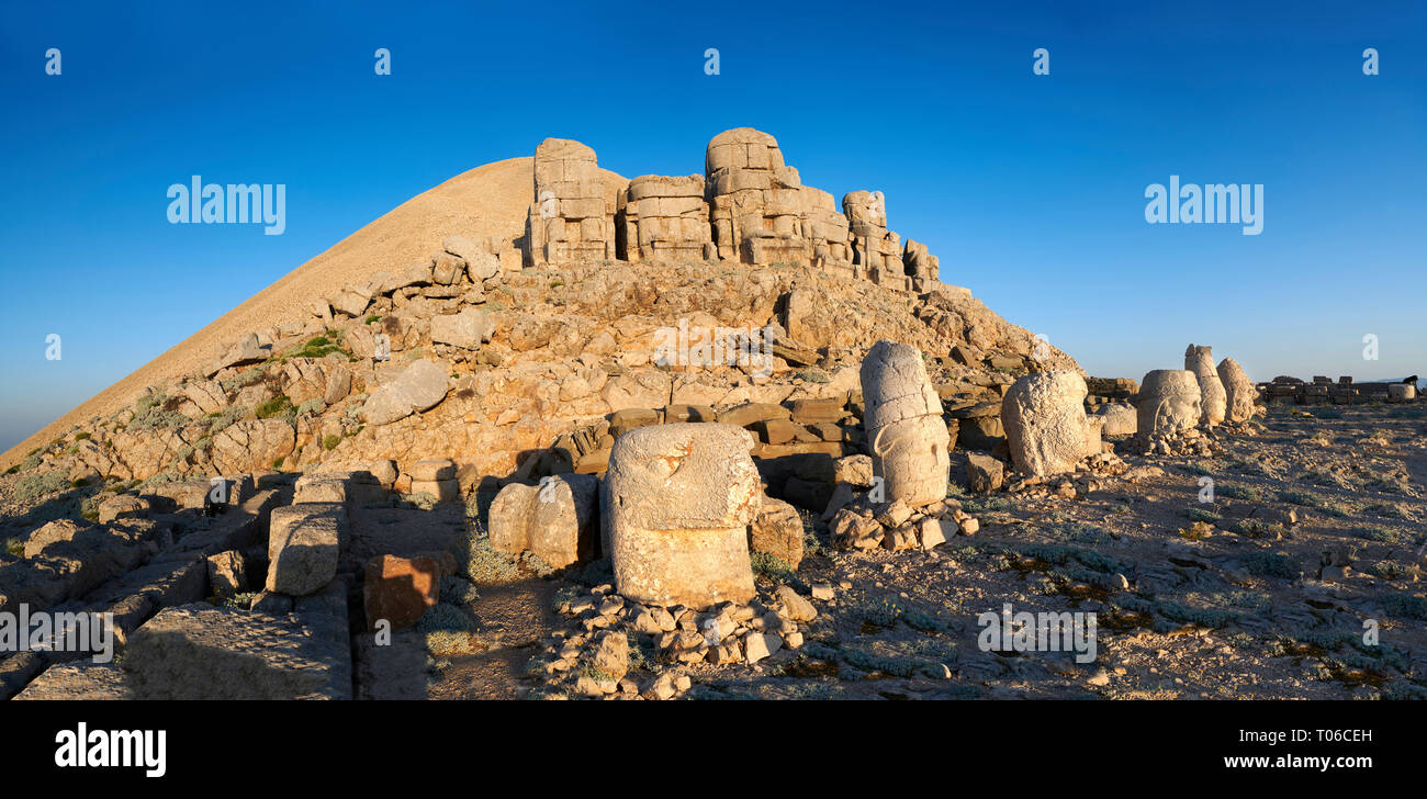 Statue heads, from left, Eagle, Antiochus, Commagene, Zeus, Apollo ...
