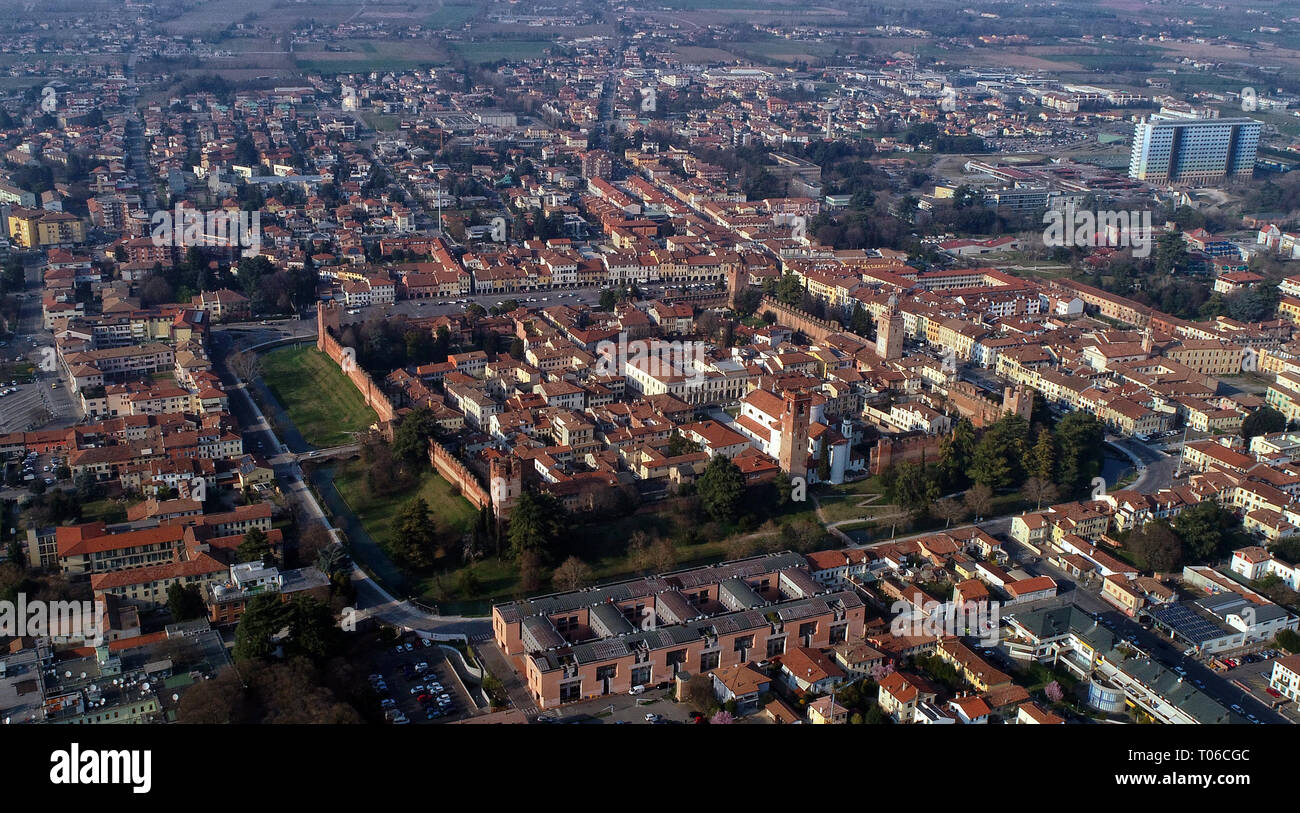 Aerial view of the city of Castelfranco Veneto, Province of Treviso ...