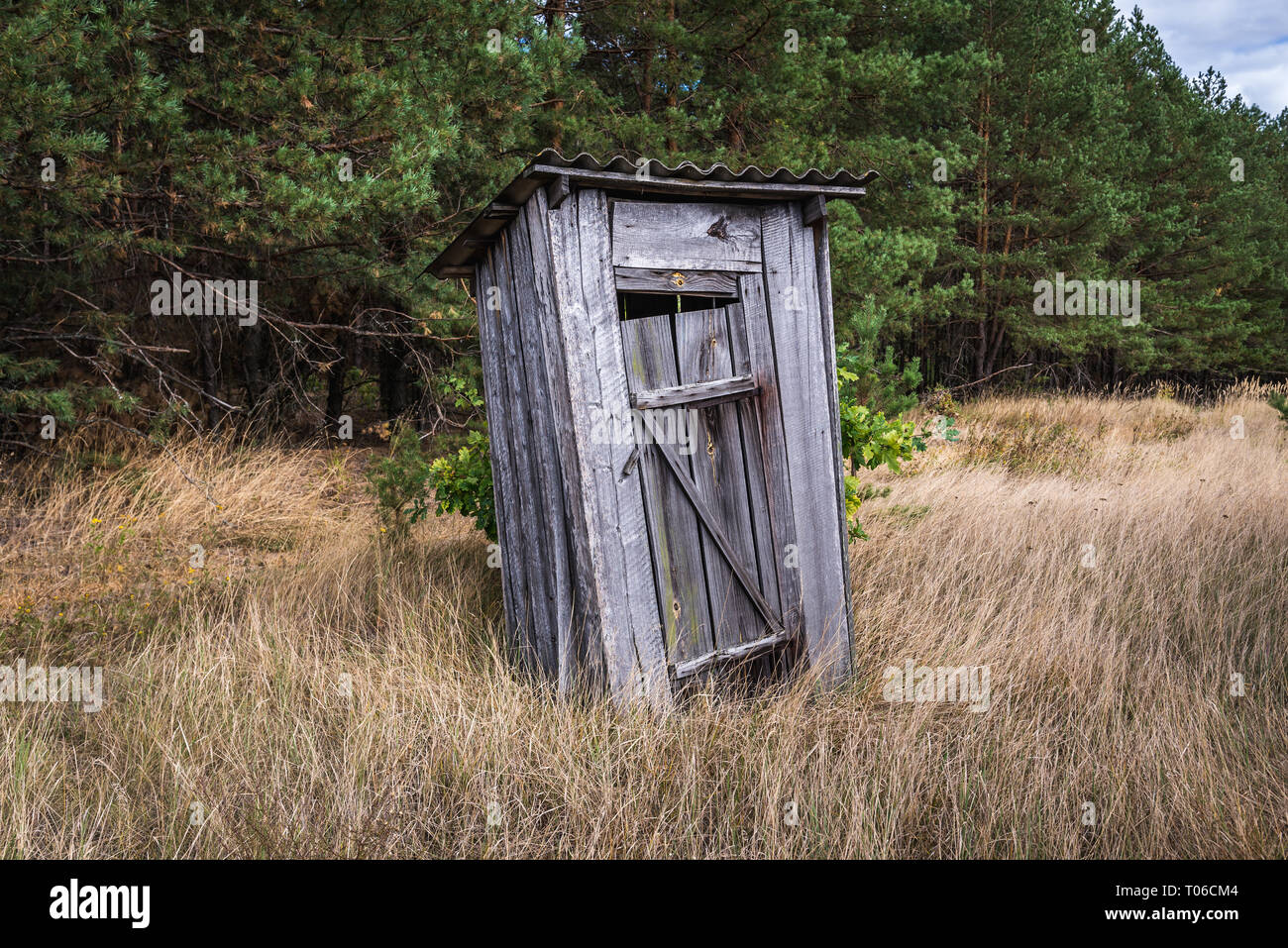 Old wooden privy in Mashevo abandoned village of Chernobyl Nuclear ...