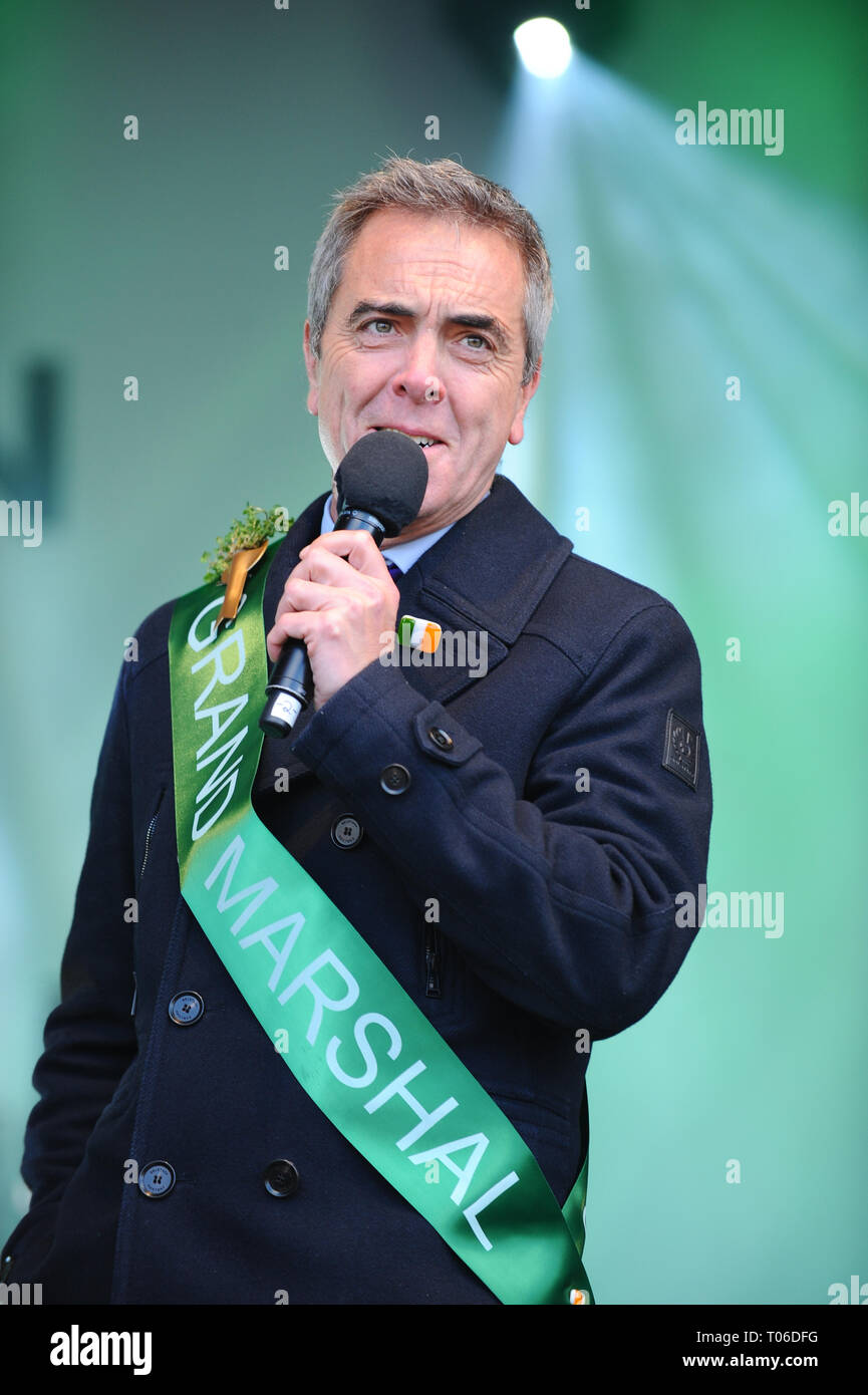 James Nesbitt seen speaking during the parade. London celebrates St ...