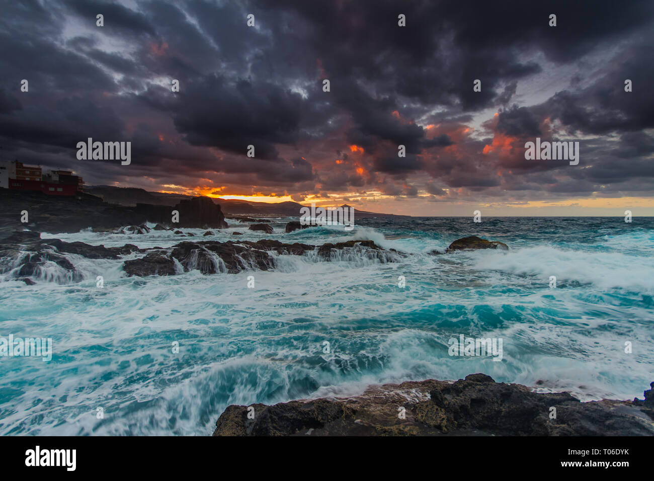 Sunset in Punta del caleton beach, located at El Puertillo, Banaderos ...
