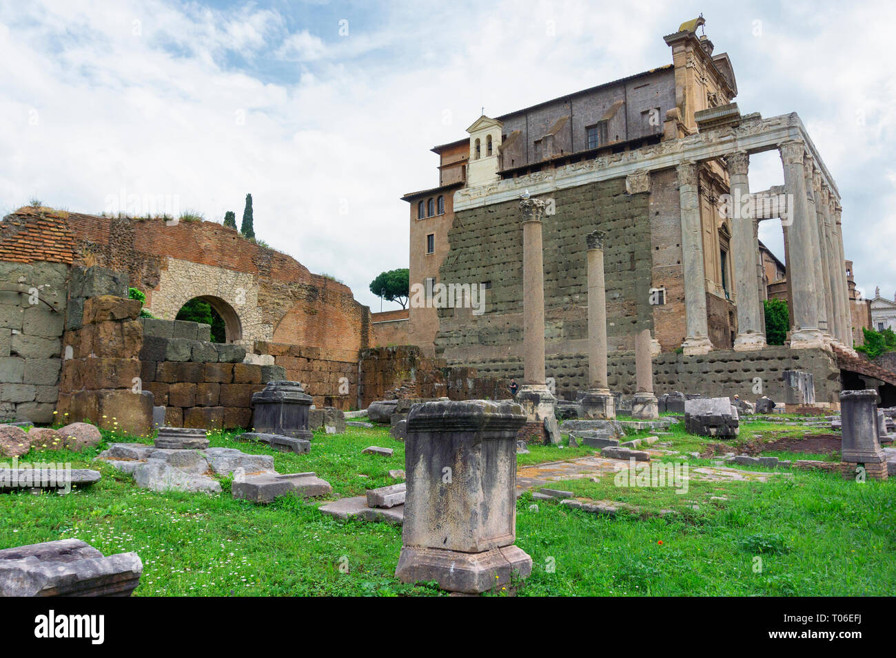 Basilica Emilia ruins adjacent to Temple of Antoninus and Faustina ...