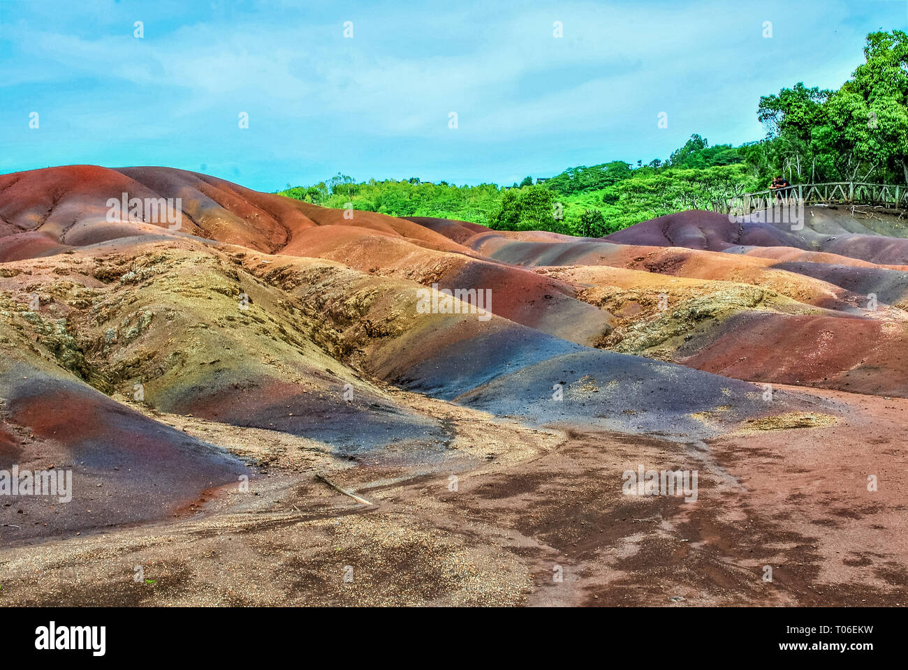 view on Seven Coloured Earth on Chamarel, Mauritius island Stock Photo ...