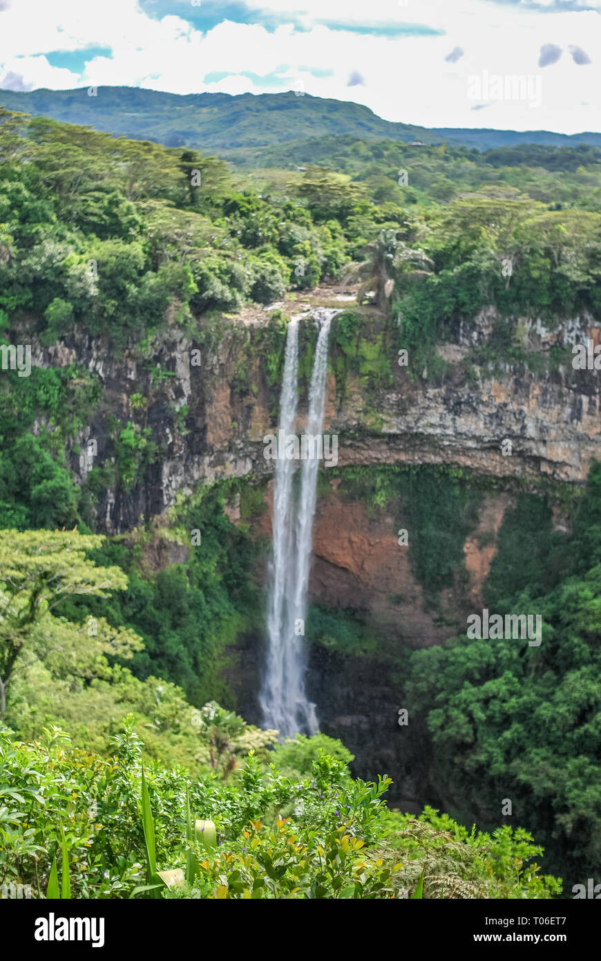 view on chamarel waterfall with jungle on mauritius island Stock Photo ...
