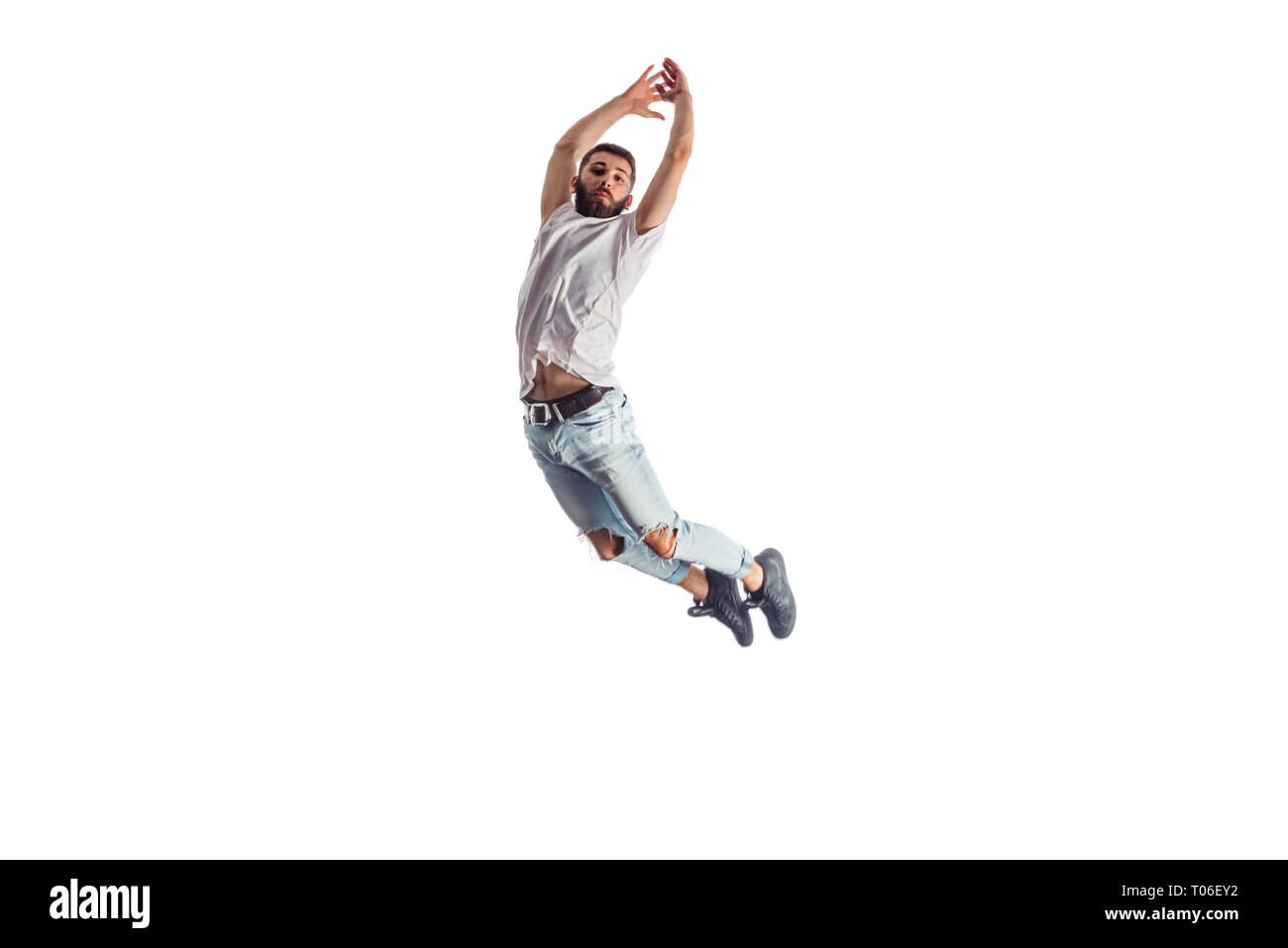 Amazing dancer is doing breakdance on a white background Stock Photo ...
