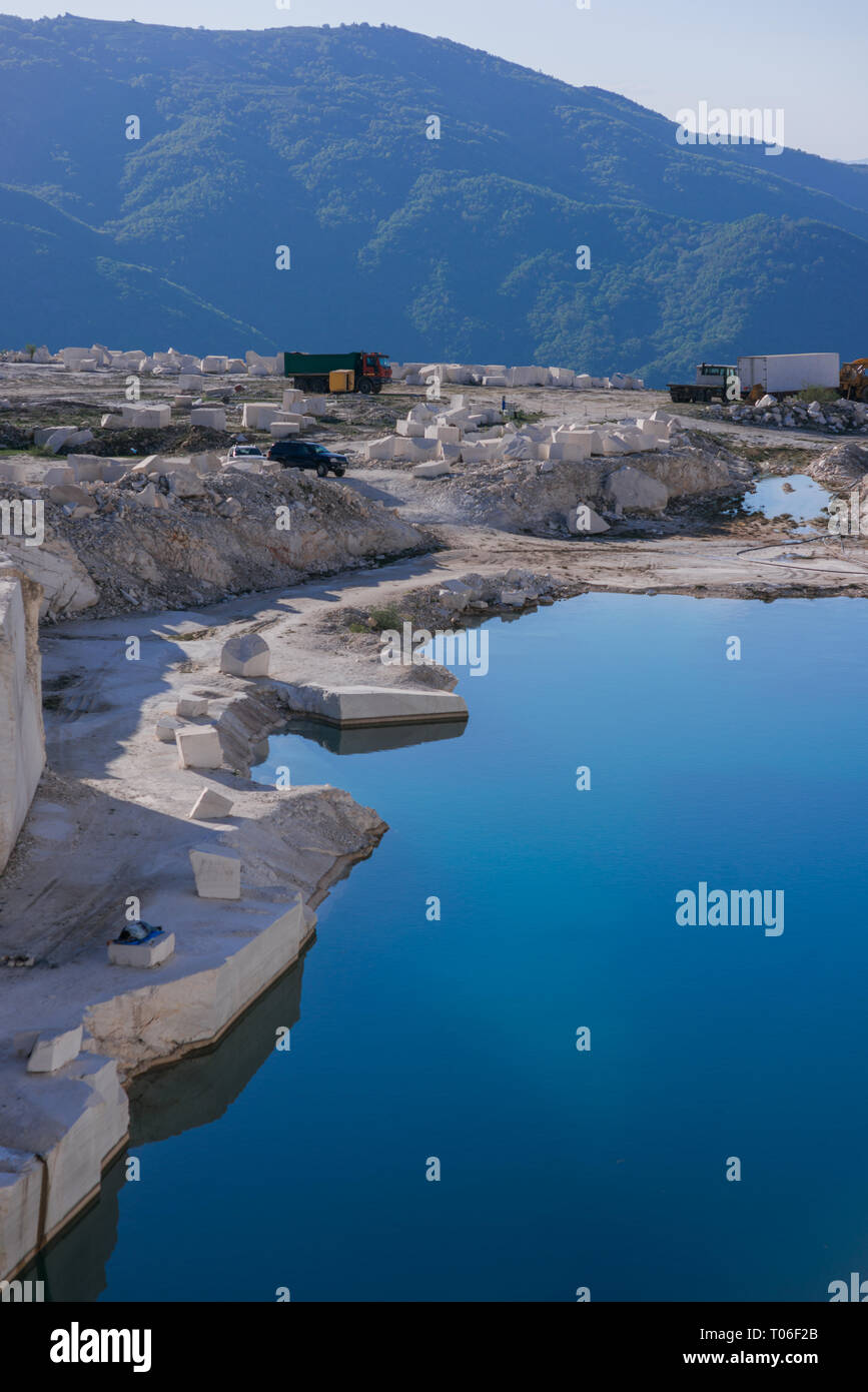 Landscape in the mountains of marble rocks from the quarry Stock Photo ...