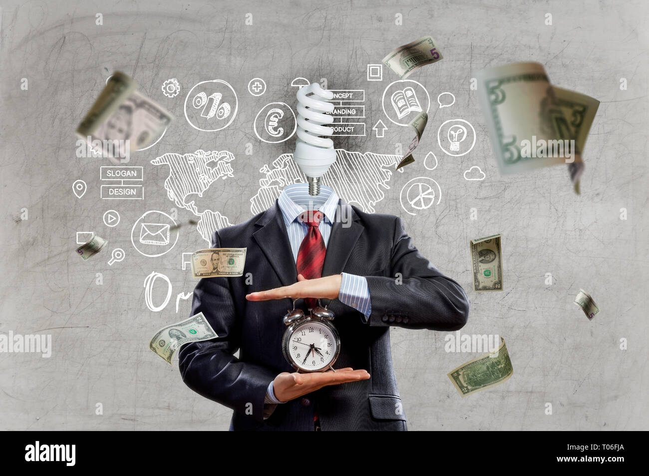 Head full of ideas. Mixed media Stock Photo - Alamy