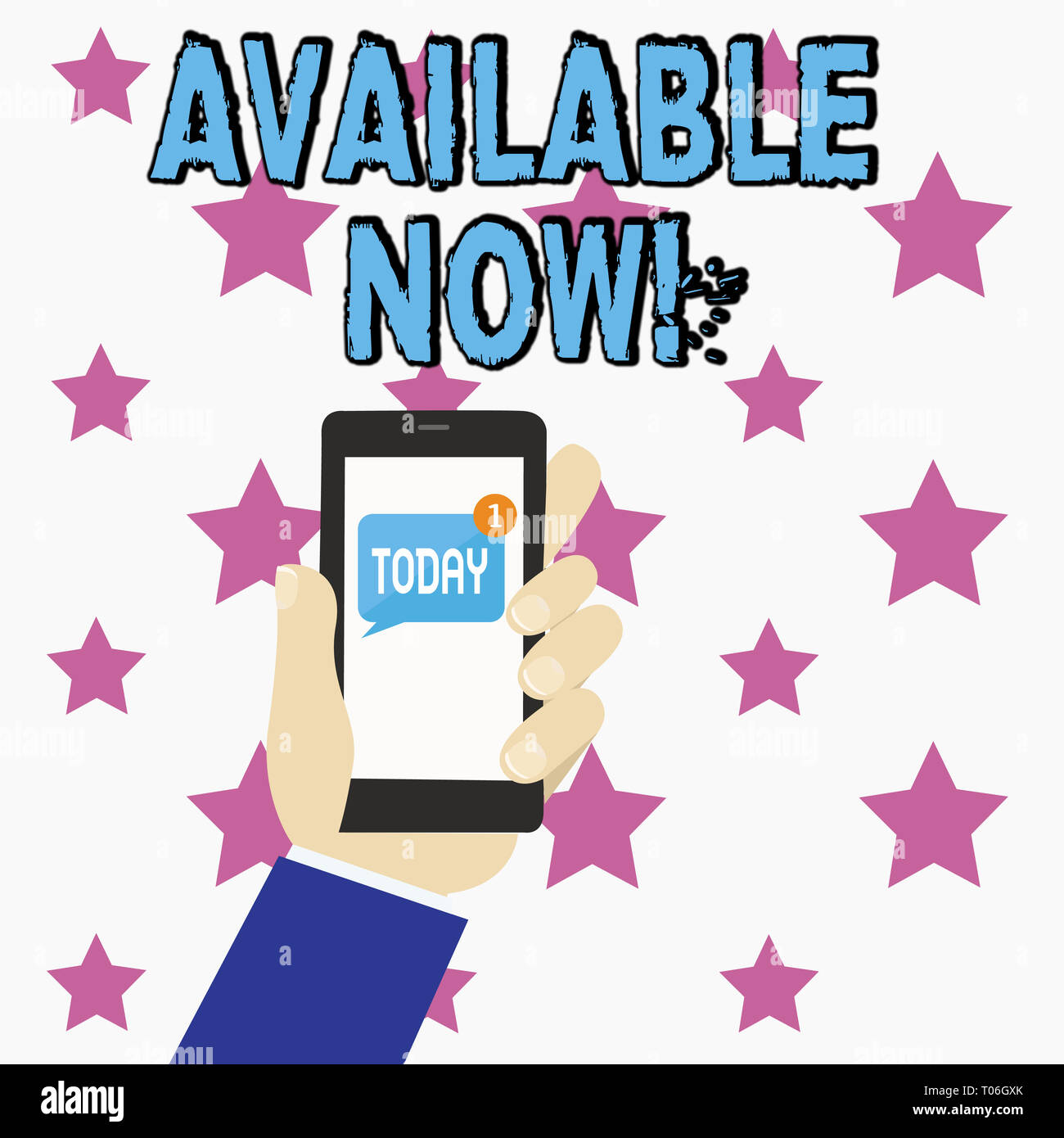 Conceptual hand writing showing Available Now. Concept meaning you can ...