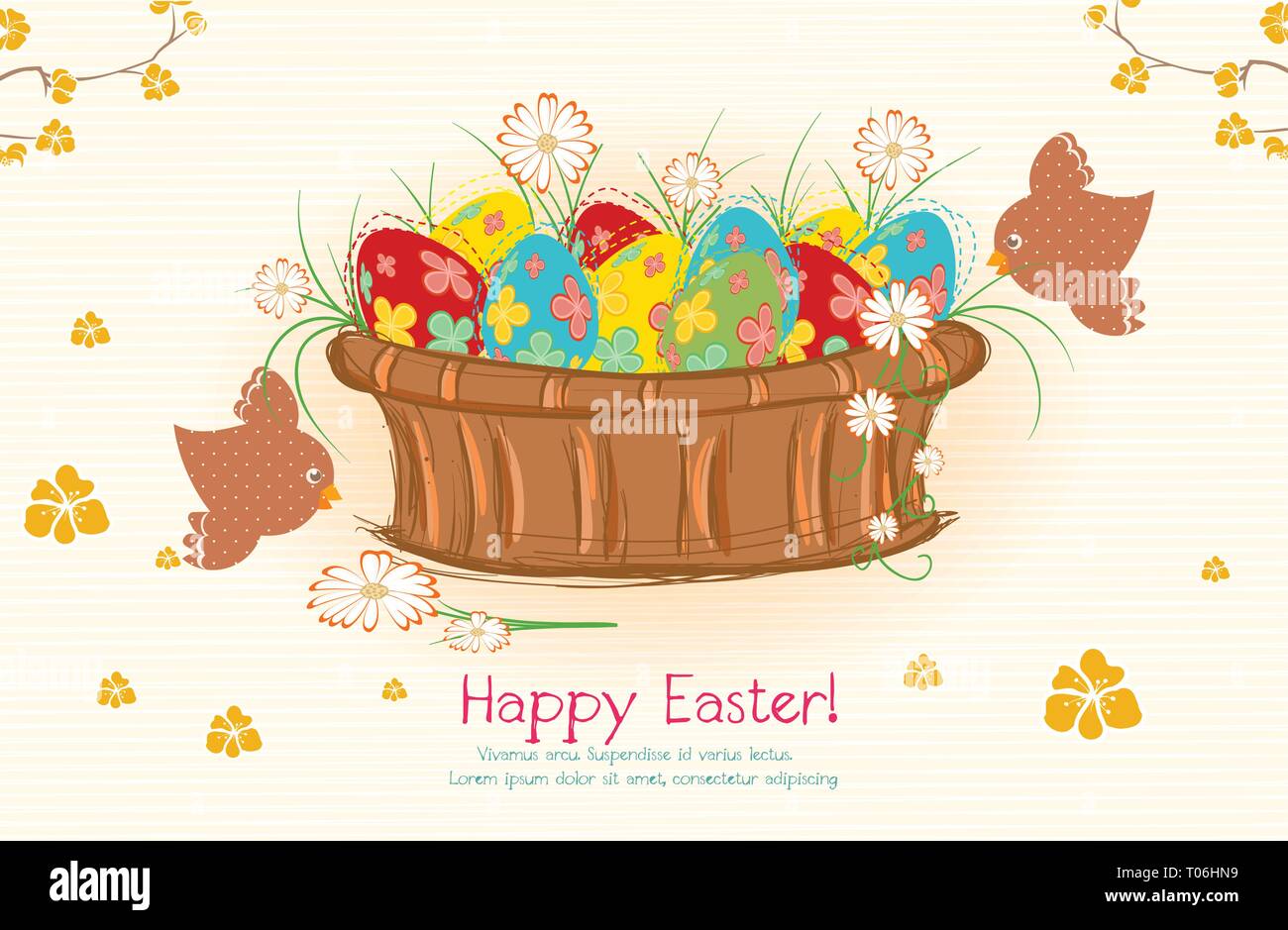 Happy holiday Easter day card vintage egg with flowers vector ...