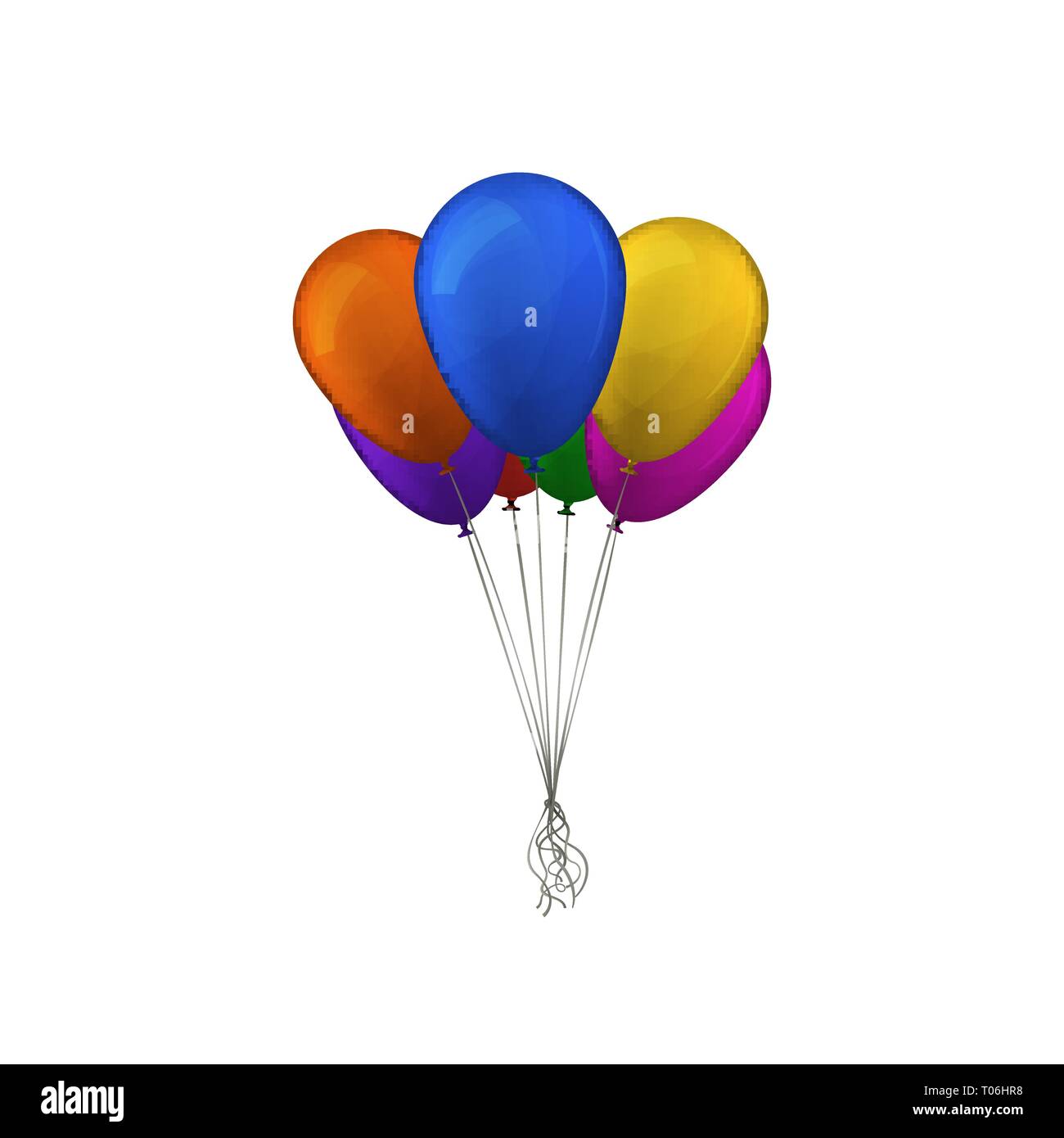 Bunch of multicolor balloons. Vector illustration. Happy birthday ...