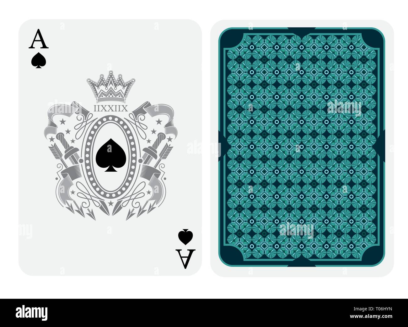 Ace of spades face with spades inside frame in center and vintage ...