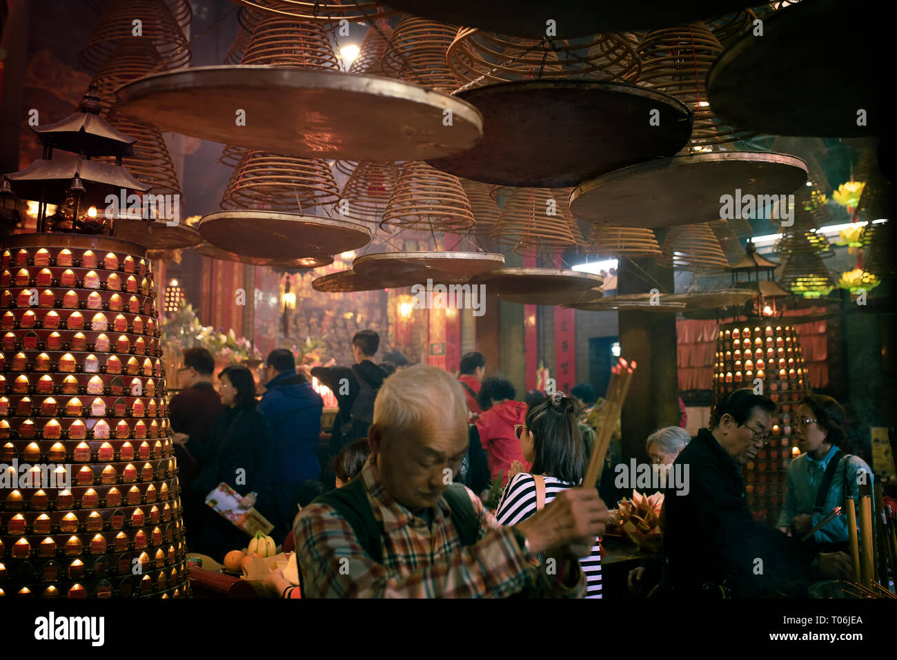 hong kong china - march17,2019 : unidentified people praying in Hung ...
