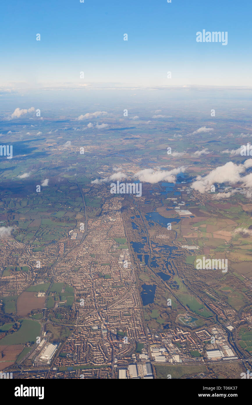 Aerial view around Germany's country side with river and wetland Stock ...
