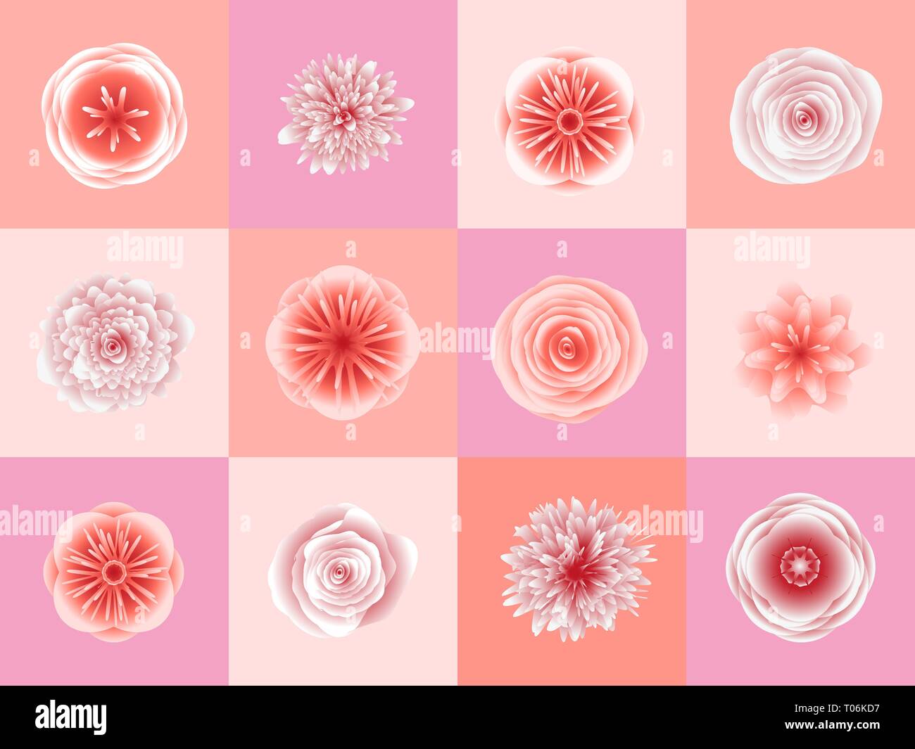 Abstract floral ornament in pink and coral colors Stock Vector Image ...
