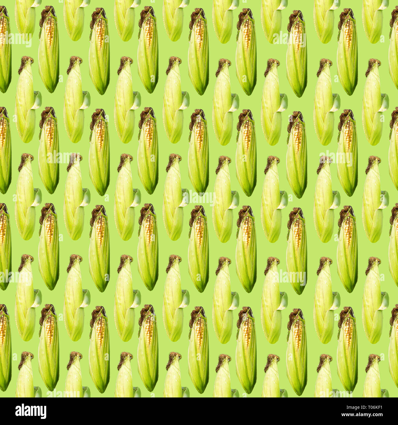 Raster vertical seamless pattern. Corn cobs on a green background. Site ...