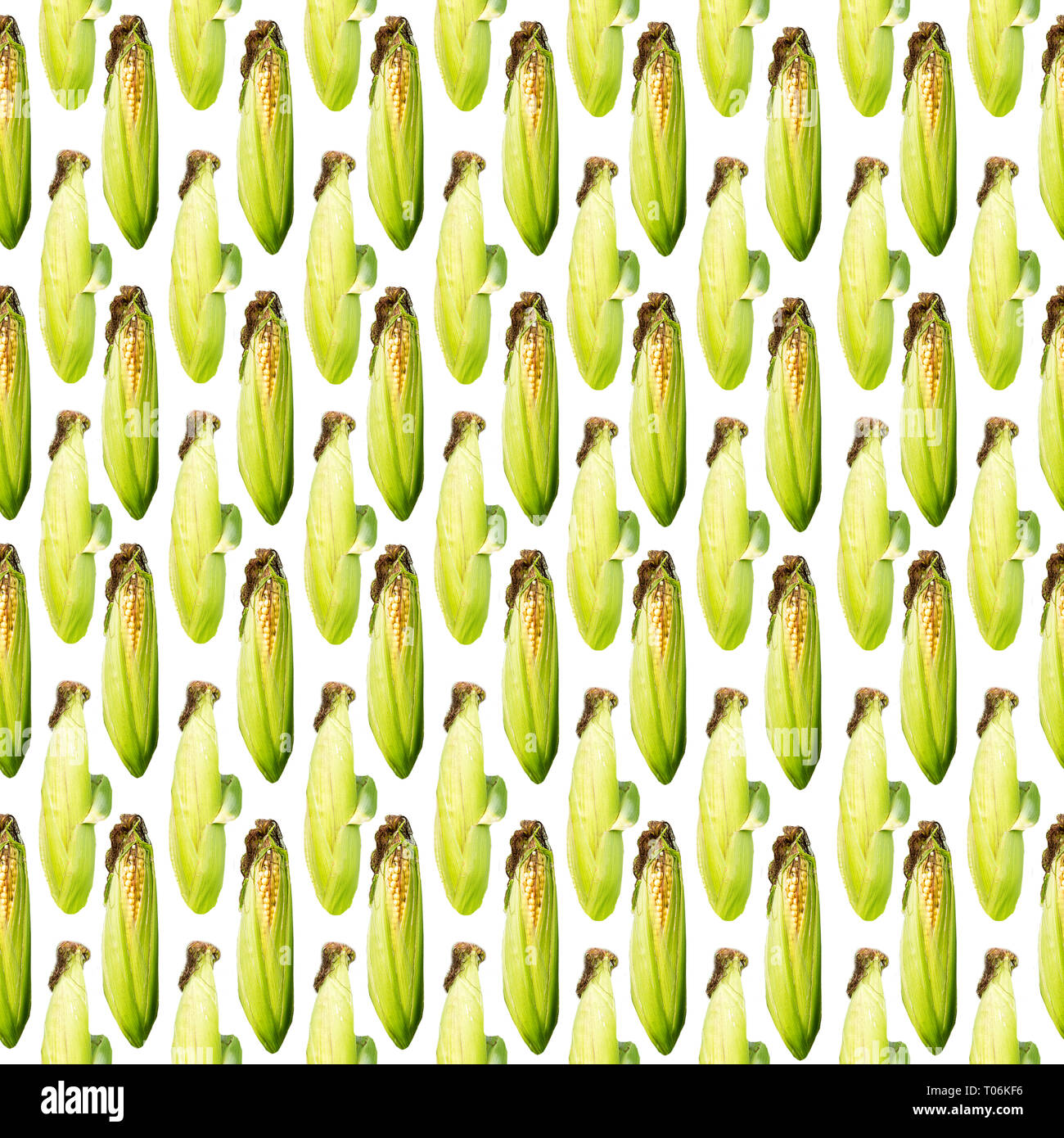 Raster vertical seamless pattern. Corn cobs on a white background. Site ...