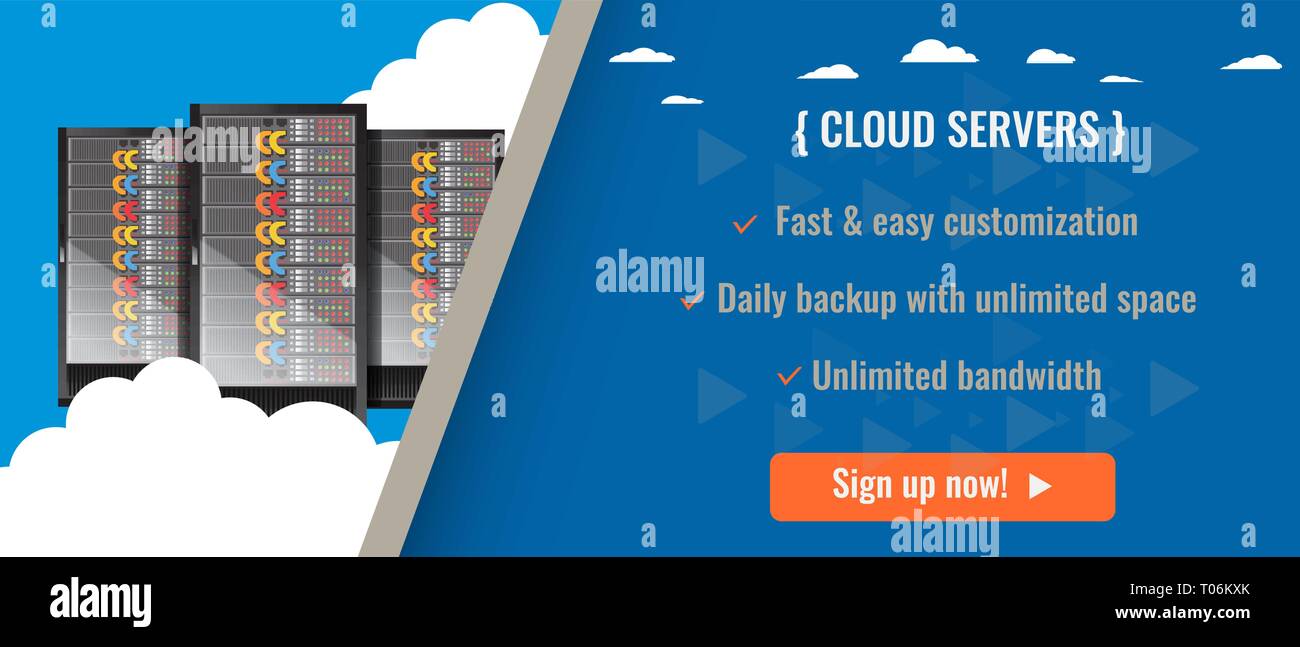 Web hosting server or cloud server advertisement template layout design ...