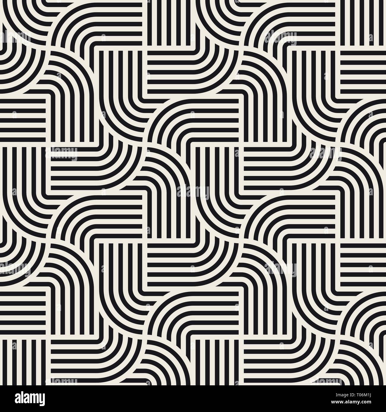 Vector seamless interlacing lines pattern. Modern abstract background. Repeating geometric ...