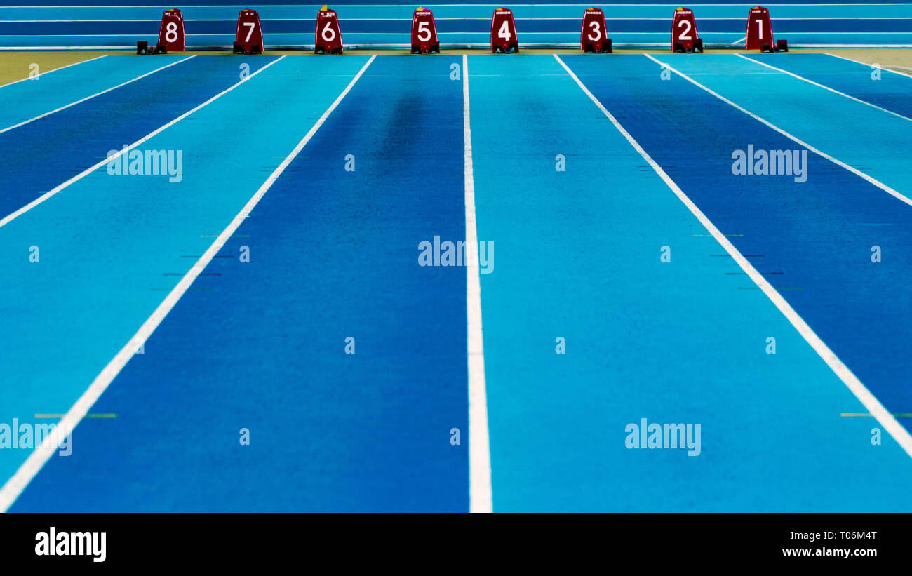 Running tracks in an empty stadium Stock Photo - Alamy