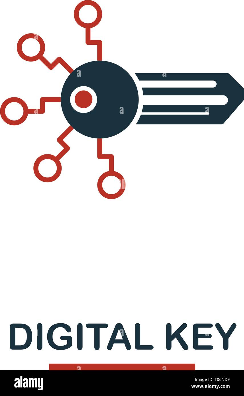 Digital Key icon. Creative two colors design from crypto currency icons ...