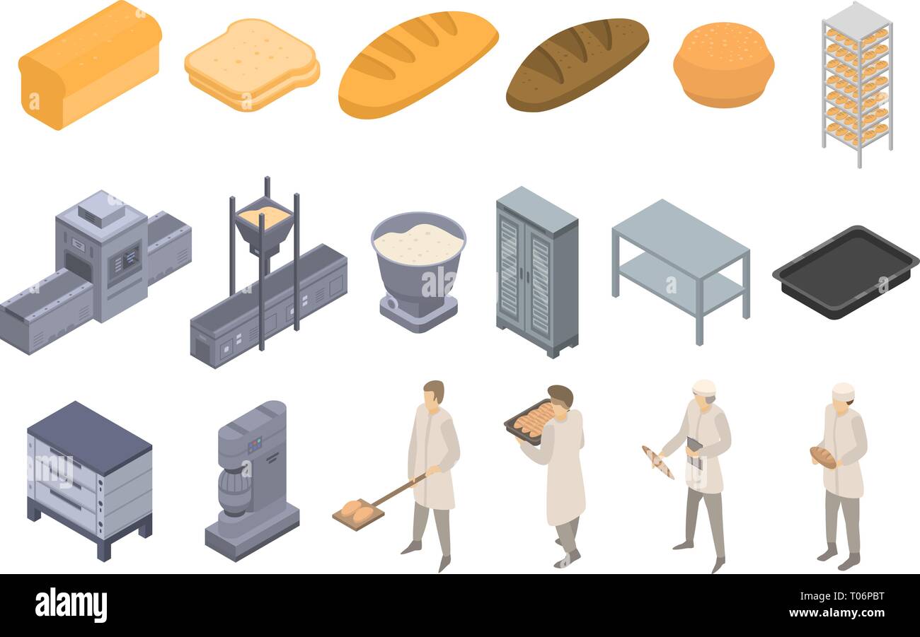 Bakery factory icons set, isometric style Stock Vector Image & Art - Alamy