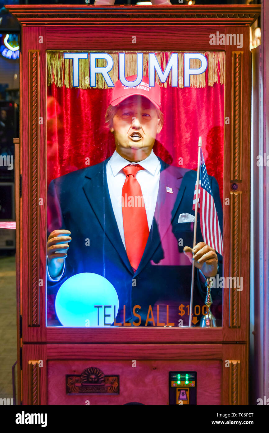 LAS VEGAS, NV, USA - FEBRUARY 2019: Coin operated machine with a puppet ...