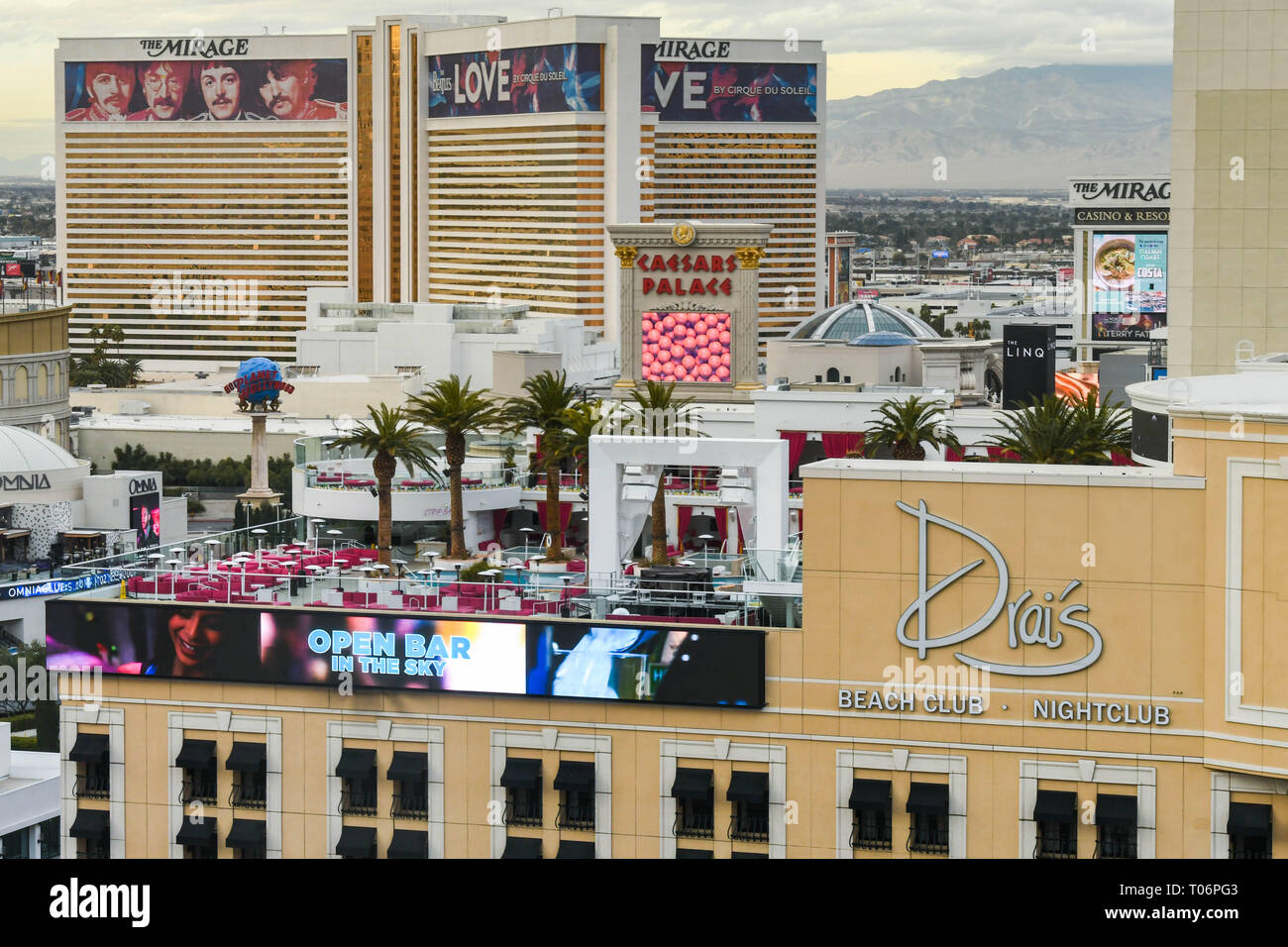 LAS VEGAS, NV, USA - FEBRUARY 2019: The rooftop area of the Drai's ...