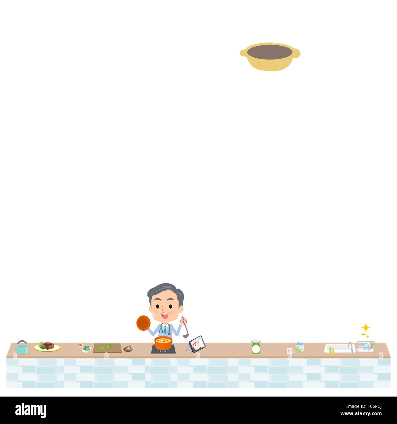 A set of doctor man about cooking.There are actions that are cooking in ...